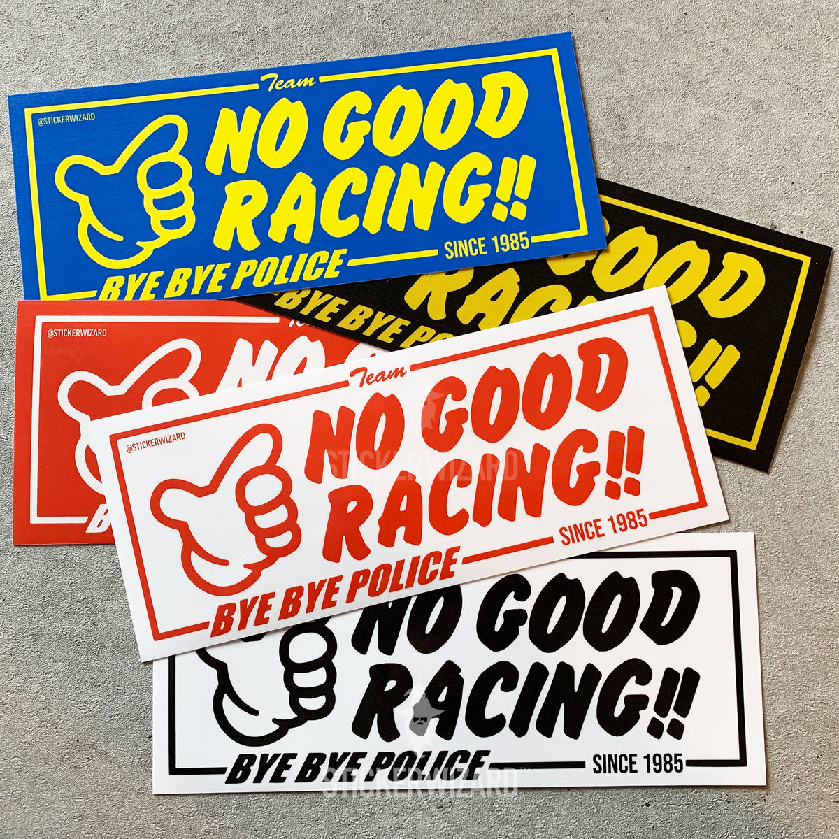 NO GOOD RACING!! Bye Bye Police slap sticker – Sticker Wizard